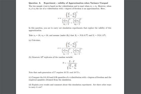 Solved The Two Sample T Test Is Based On The T Distribution Chegg