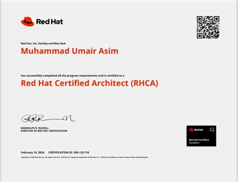 muhammad umair asim on linkedin finally received red hat architect