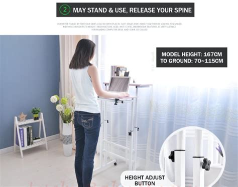 Height Adjustable Standing Computer Laptop Table Furniture Home Living Furniture Tables