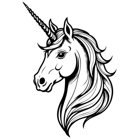 Unicorn Drawing Realistic Hand Drawing Line Art Pencil Sketch Isolated