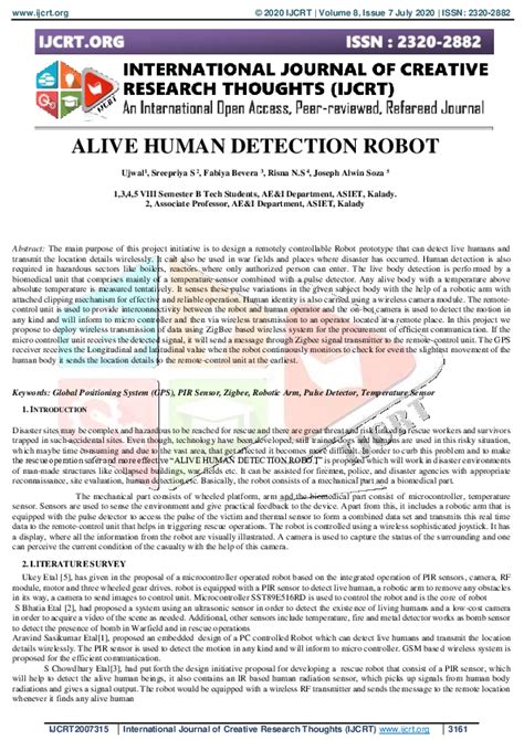Pdf Alive Human Detection Robot