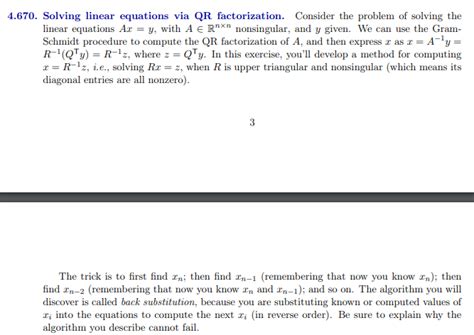 Solving Linear Equations Via QR Factorization Chegg