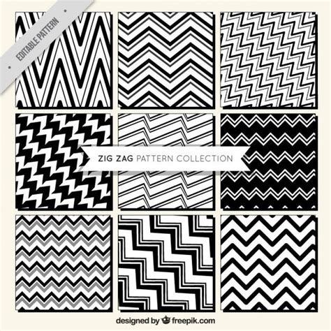 Variety Of Decorative Zig Zag Patterns Free Vector