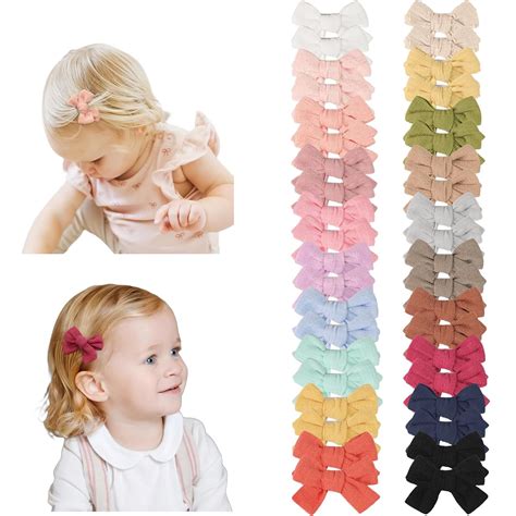 CÉllot 40 Pieces 2inch Girls Hair Bows Linen Fabric Bows