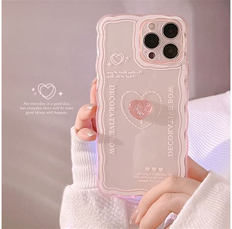 오늘출발💛최저가 핑크 하트 투명 아이폰케이스 물결 풀커버 핸드폰케이스 입체 젤리 카메라보호 생일 선물 아이폰 7 8 Se2 Se3 12 미니 11 14 프로 맥스