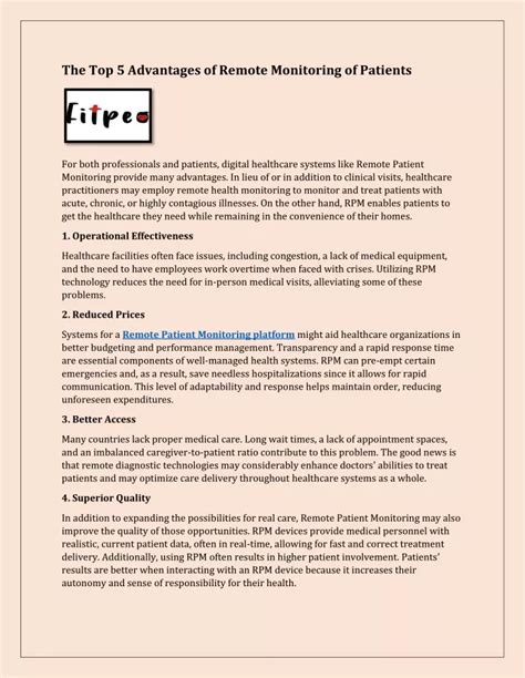 Ppt The Top 5 Advantages Of Remote Monitoring Of Patients Powerpoint Presentation Id12541517