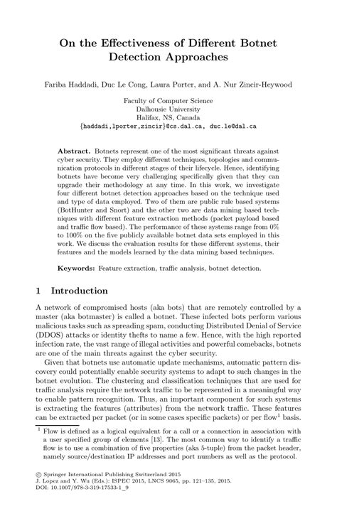 Pdf On The Effectiveness Of Different Botnet Detection Approaches