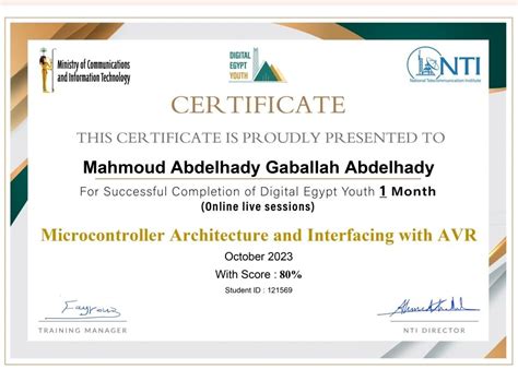 Mahmoud Abdelhady On Linkedin Avrmicrocontroller Certification Embeddedsystems Innovation