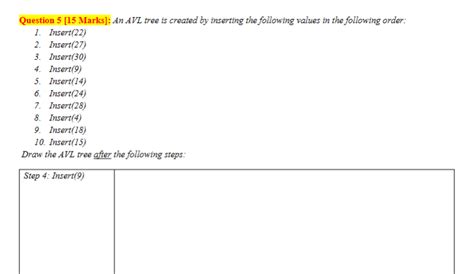 Solved Question 5 15 Marks An Avl Tree Is Created By