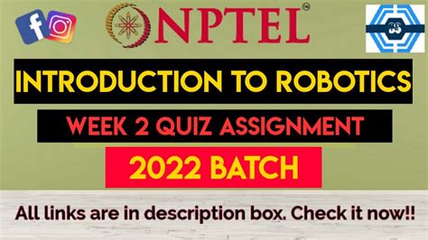 introduction to robotics week 2 quiz assignment solution nptel 2022