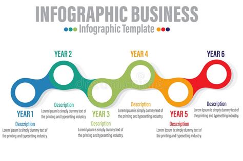 6 Steps Modern Timeline Diagram With Workflow And Circles Presentation Vector Infographic