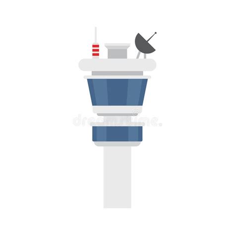Flight Control Tower Icon In Flat Style Navigation Monitor Vector