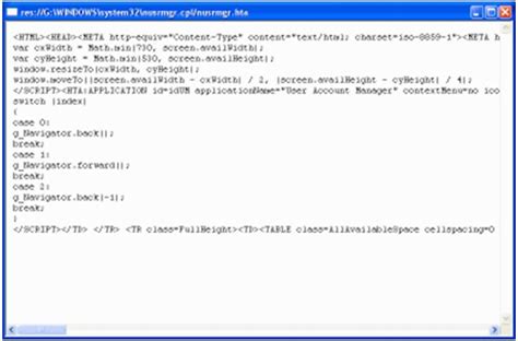 Html Code Appears Whenever I Try To Access The User Account Applet