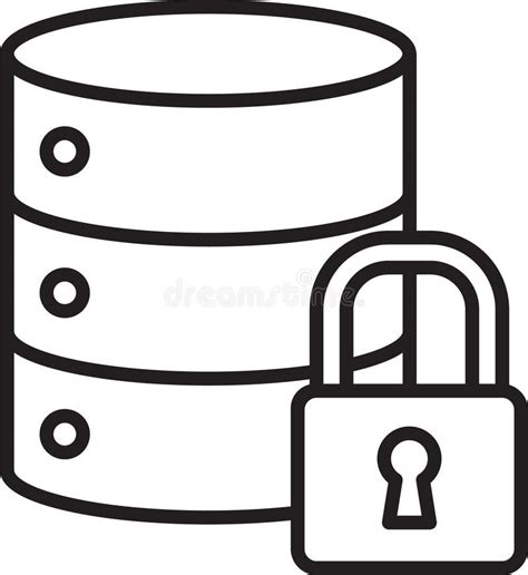 Black Line Server Security With Closed Padlock Icon Isolated On White Background Security