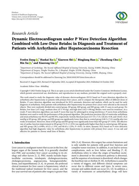 pdf dynamic electrocardiogram under p wave detection algorithm
