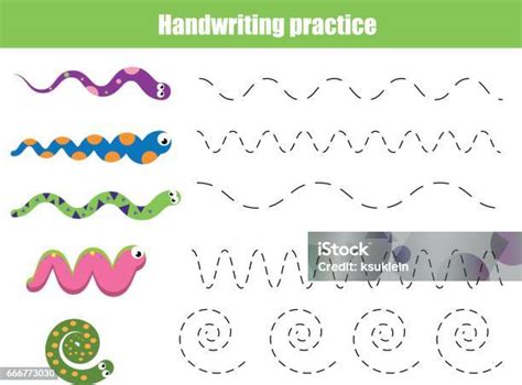 필기 연습 시트입니다 물결선 및 뱀 아이 들을 위한 교육 어린이 게임 인쇄용 워크시트 2 3 살에 대한 스톡 벡터 아트 및 기타 이미지 2 3 살 여가활동 게임 쓰기
