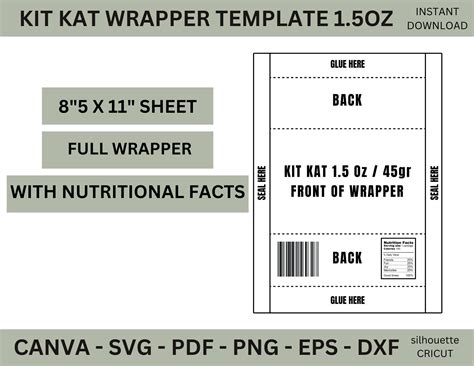 Kit Kat Wrapper Template 1 5oz 45g Candy Wrapper Kit Kat Candy Bar Wrappers Blank Kit Kat