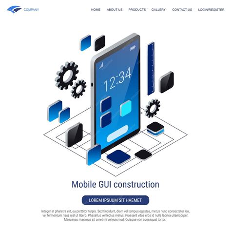 Premium Vector Mobile Gui Construction 3d Isometric Vector Concept Illustration