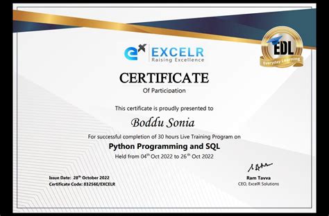 Boddu Sonia On Linkedin Excelr Programming Python Sql