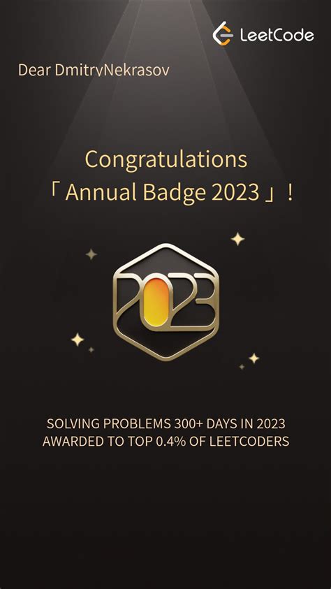 Dmitry Nekrasov On Linkedin The Badge That I Solved Leetcode All Year 😉