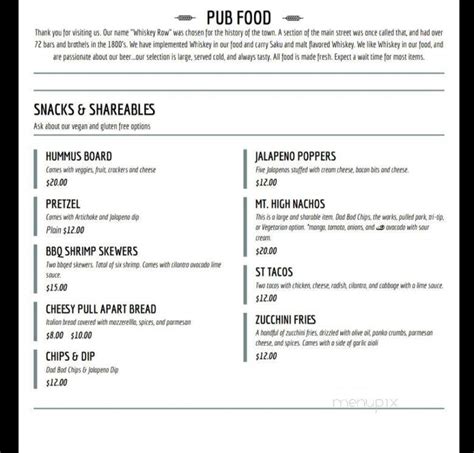 Whiskey Row Taphouse Menu In Mount Shasta Ca Order Delivery And Reviews