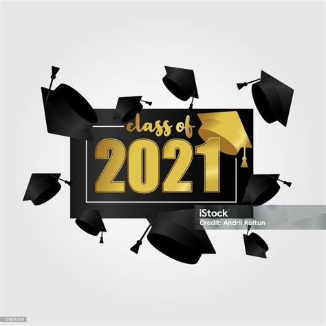 2021년 졸업 흰색 배경에 교육 학술 모자와 골드 번호 졸업 디자인 프레임 고등학교 또는 대학 축 하 졸업 연감에 대 한