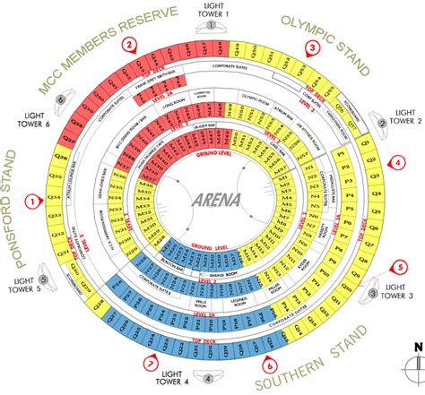 Melbourne Cricket Ground Seating Map Mcg Austadiums