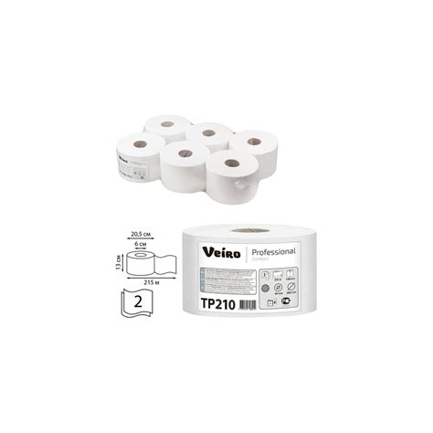 Бумага туалетная VEIRO PROFESSIONAL 215 м КОМПЛЕКТ 6шт Comfort 2-слой ...