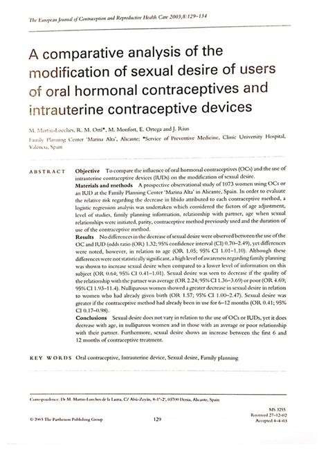 PDF A Comparative Analysis Of The Modification Of Sexual Desire Of Users Of Oral Hormonal