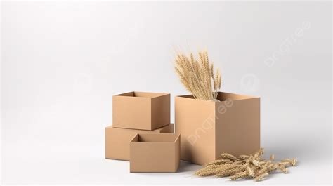 흰색 배경에 친환경 포장을 위한 크래프트 종이 사각형 상자 모형의 3d 렌더링 직사각형 상자 에코 포장 공예품 상자 배경 일러스트 및 사진 무료 다운로드 Pngtree
