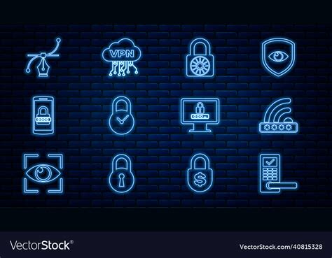 Set Line Digital Door Lock With Wireless Wifi Vector Image