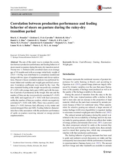 pdf correlation between production performance and feeding behavior