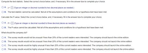 Solved Determine The Hypotheses For This Test Choose The Chegg