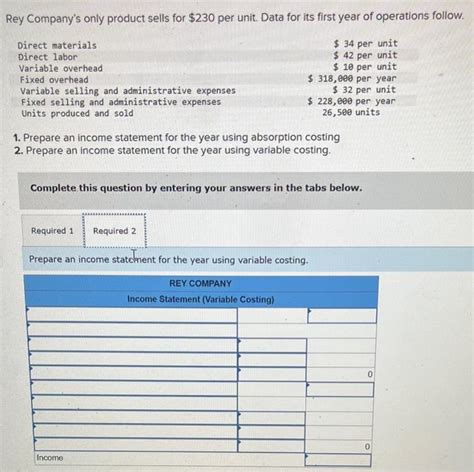 solved exercise 19 9 algo absorption costing and variable