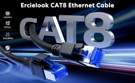 Ercielook Cat8 Ethernet Cable High Speed 1ft Heavy Duty 40gbps 2000mhz Internet