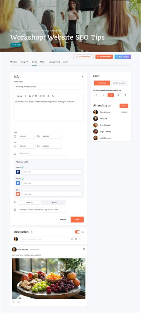 Workshop Or Class Management Tool And Website Reunacy
