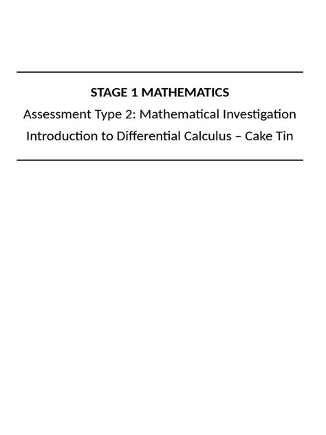 Cake Tin Investigation Final Pdf Volume Length