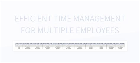 efficient time management for multiple employees excel template and