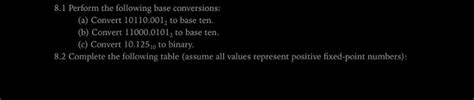 Solved 81 Perform The Following Base Conversions A