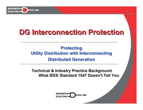 Dg Interconnection Protection Ieee 1547 Pdf