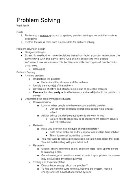 01 Problem Solving Strategies And Techniques For Debugging Studocu
