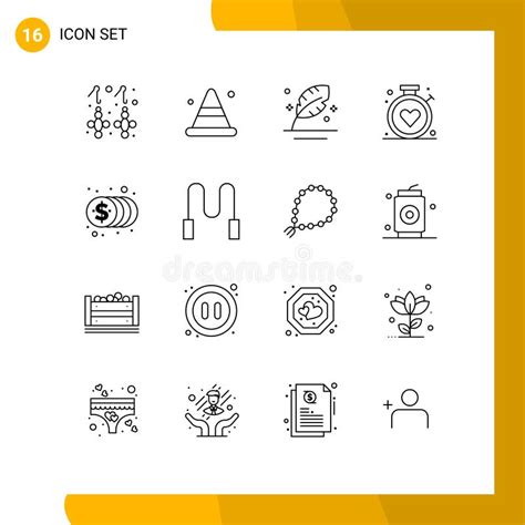 Mobile Interface Outline Set Of 16 Pictograms Of Coins Hospital Feather Healthcare Scripture