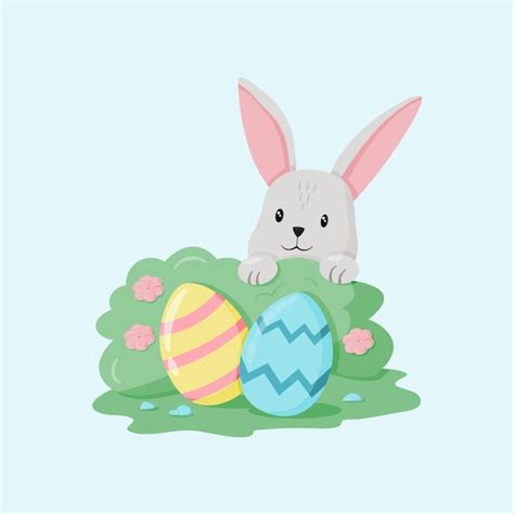 부활절 토끼 귀여운 카드 프리미엄 벡터
