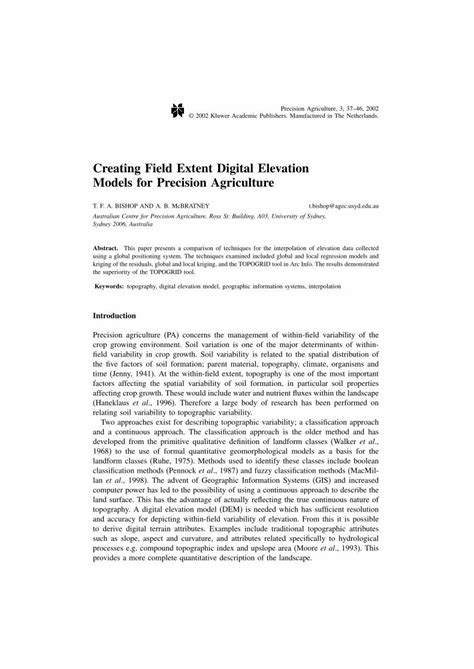pdf creating field extent digital elevation models for precision