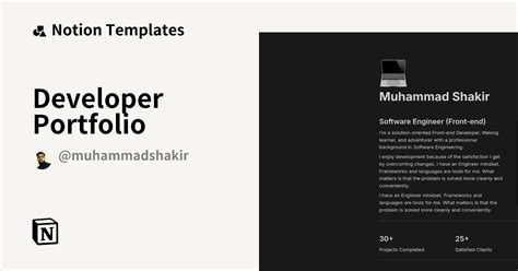Developer Portfolio Template Notion Marketplace
