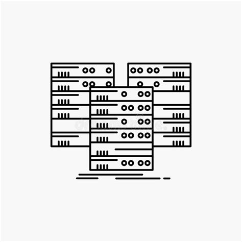 Center Centre Data Database Server Line Icon Vector Isolated