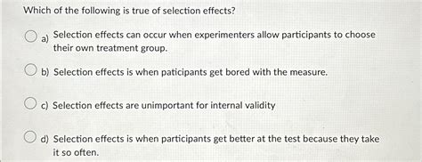 Solved Which Of The Following Is True Of Selection