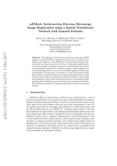 Pdf Ssemnet Serial Section Electron Microscopy Image Registration