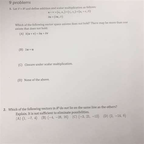 solved 9 problems 1 let v r2 and define addition and