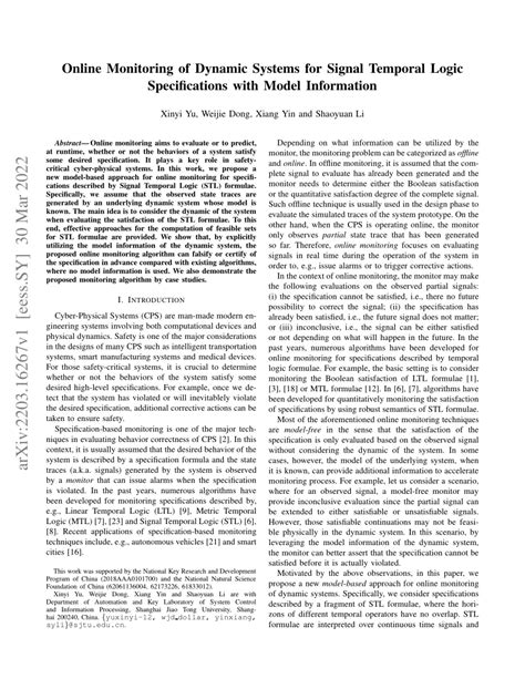Pdf Online Monitoring Of Dynamic Systems For Signal Temporal Logic
